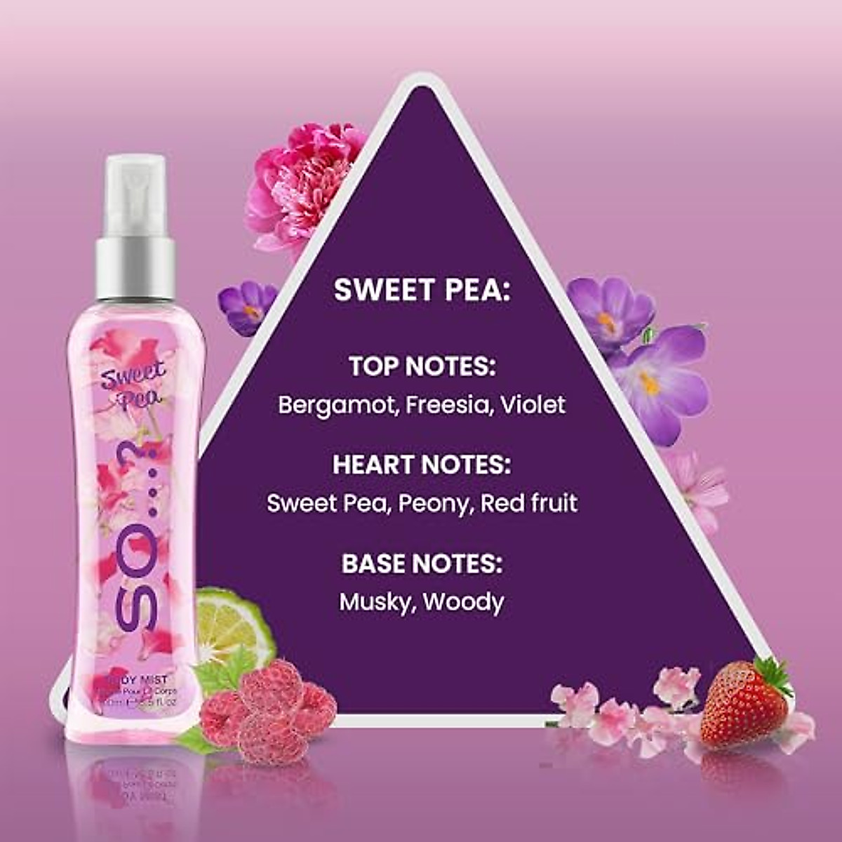 So…? Sweet Pea Body Mist - Floral Perfume for Women with Bergamot, Sweet Pea, Peony Notes - Ideal Gifts for Women - Body Spray for Women - 3.5 oz