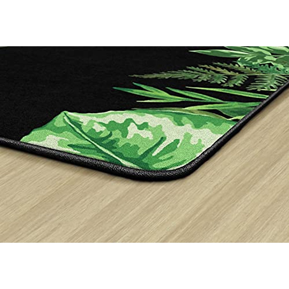 Flagship Carpets Schoolgirl Style Simply Boho Greenery Classroom Area Rug for Indoor Classroom Learning or Kid Bedroom Educational Play Mat, 5'x7'6", Black