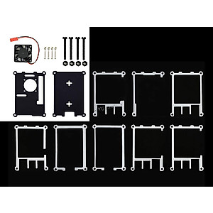 XYGStudy Black/White Acrylic Fully Protection Cover Case for Raspberry Pi 4 Model B, with Cooling Fan (PI4-CASE-B)