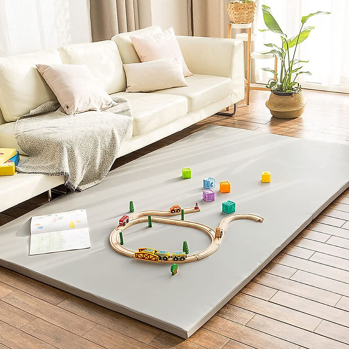 ALZIP MAT Dust Zero Baby Play Mat Eco-Friendly Non-Toxic Non-Slip Reversible Waterproof (SG (95x55 inch), Urban Gray)