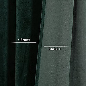 Benedeco Dark Green Velvet Curtains for Bedroom Window with Back Tab, Super Soft Vintage Luxury Heavy Drapes, Room Darkening Thermal Insulated Curtain for Living Room, W52 by L108 inches, 2 Panels