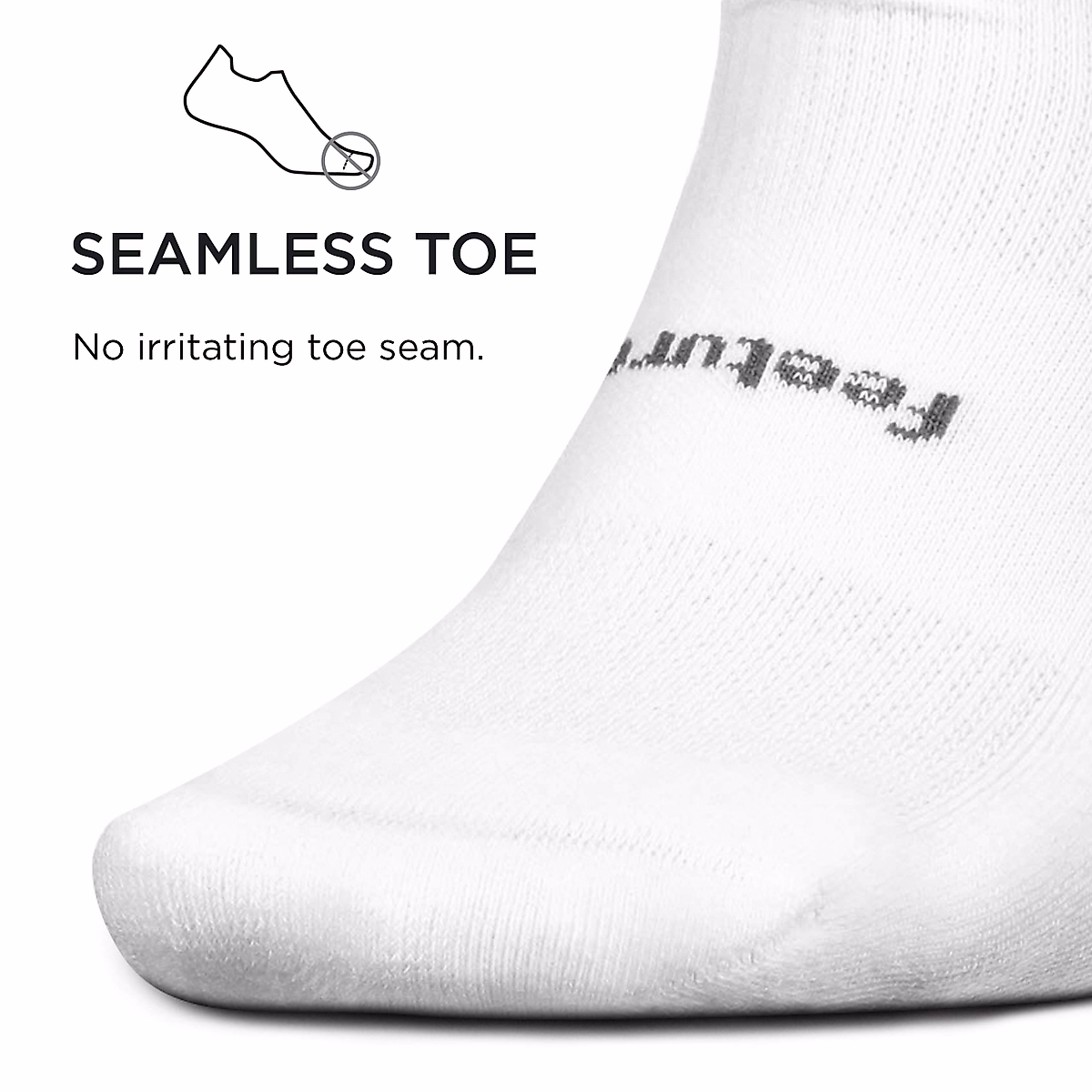 Feetures High Performance Max Cushion Ankle Sock - No Show Socks for Women & Men with Heel Tab - White, L (1 Pair)