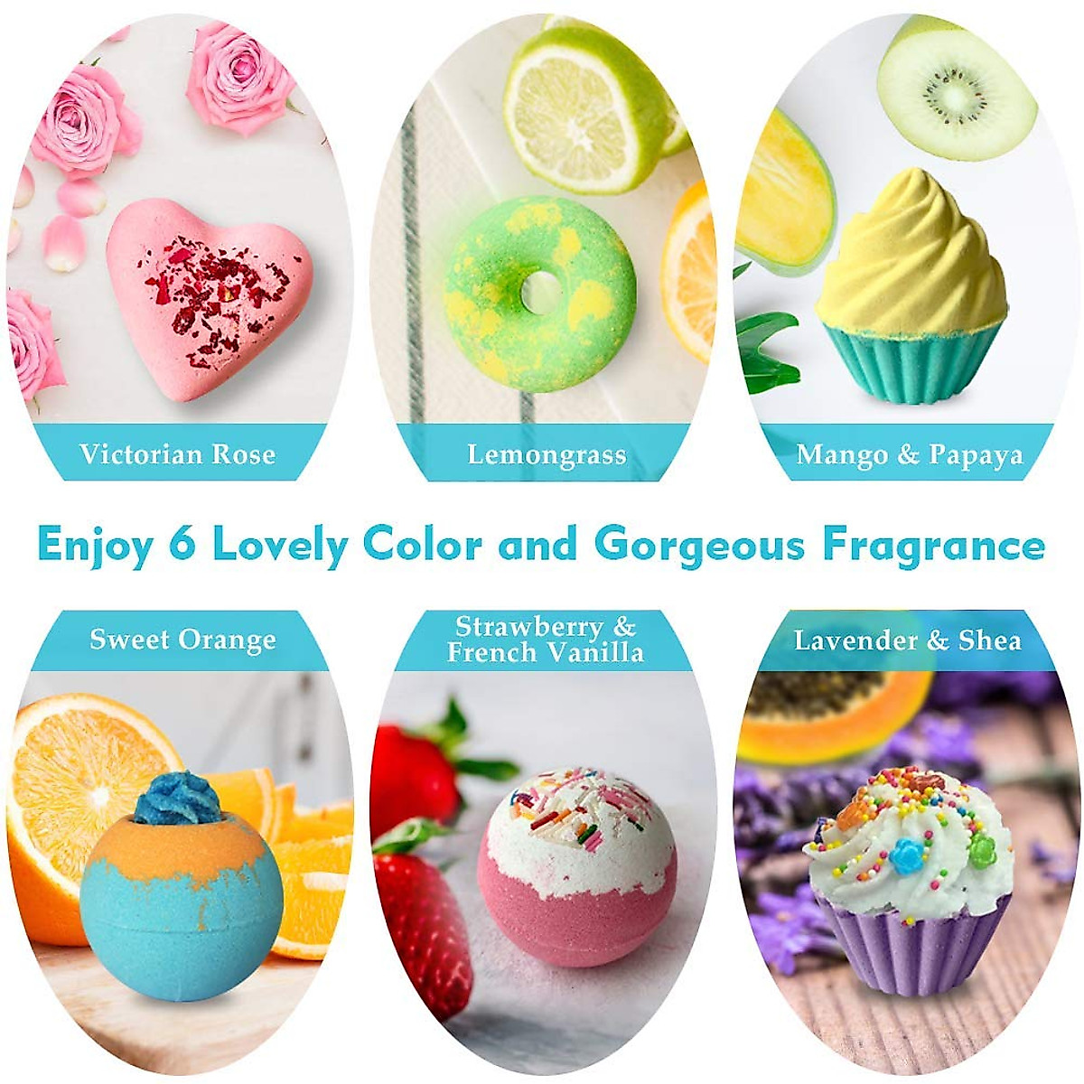 Aofmee Bath Bombs Gift Set, Handmade Bubble and Floating Fizzies Spa Kit, Shea and Cocoa Dry Skin Moisturize, Birthday Valentines Mothers Day Anniversary Christmas Gifts for Women, Mom, Her, Kids