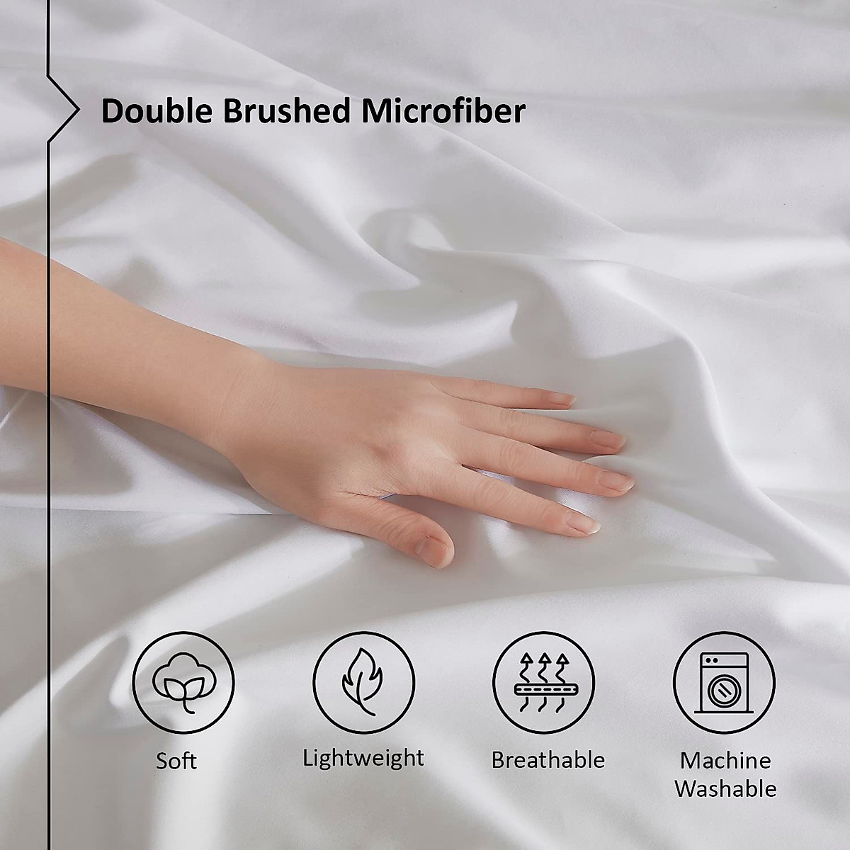 Nestl Double Brushed White Duvet Cover King Size 3 Piece Soft King Duvet Cover Set + King Sheets Set White 4 Piece Bed Sheets for King Size Bed