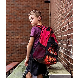 Choco Mocha Boys Red Black Backpack for Elementary Middle School, Large Backpack for Kids Teen Boys, 18 Inch