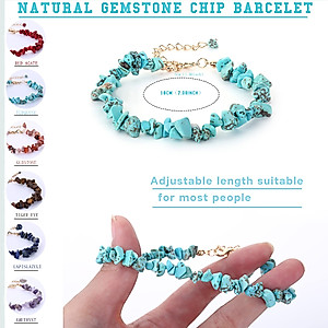 Ubjuliwa 15PCS Natural Gemstone Chakra Bracelets for Women Healing Crystal Bracelets for Women Men Stretchy Shamballa Bracelet Adjustable Tumble Polished Align Chakras Conquer Fear Increase