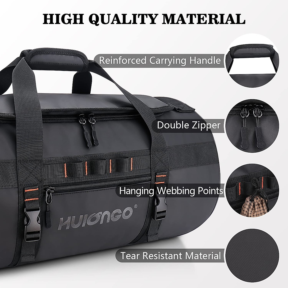 Hulongo Waterproof Duffel Bag Backpack Gym Bag Backpack for Men with Shoe Compartment 32lL