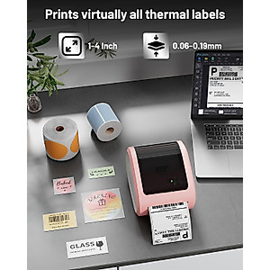 Bluetooth Shipping Label Printer for Small Business & Home Use, Thermal Printer Supports 4x6 Inch Thermal Labels, Compatible with Phones & Laptops. Label Printer for USPS Esty eBay Shopify UPS Amazon