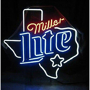 Prouten Neon Signs 20"x16" Millers Lite Texas Lone Stars Neon Sign Light Man Cave Bar Pub Beer Gift Neon Lamp A120MLTMLSV2