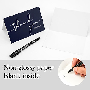 NESCCI 24 PCS Thank You Cards With Envelopes,Thank You Card,4x6 Inch Minimalistic Design, Thank You Notes for Wedding, Business, Baby Shower, Small Business, Funeral, Graduation (Navy Blue)