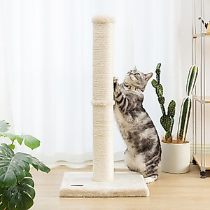Karolpar 34inch Cat Scratching Post with Natural Sisal Rope 4.3Inch Large Diameter Scratcher Post Tree for Indoor Cats Beige