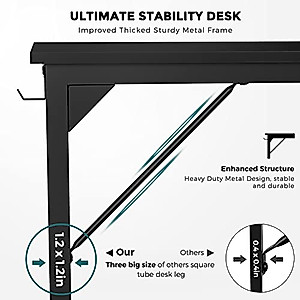 DUMOS Computer 31 Inch Office Black Modern Storage, Wood Writing, Corner Small Space, Executive Work, Home Desk for Bedroom