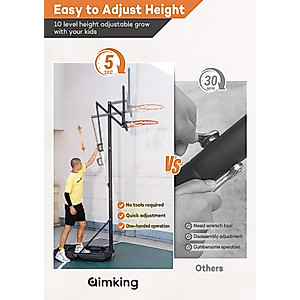 Aimking Portable Basketball Hoop Outdoor System with 44 Inch Shatterproof Backboard, 4.8-10 Feet Height Adjustable Basketball Goal System for Youth/Teens/Adults Indoor Outdoor