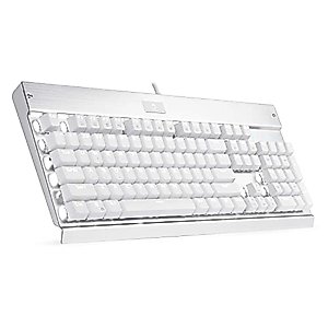 EagleTec KG010 Mechanical Keyboard Wired Ergonomic Brown Switches Equivalent for Office PC Home or Business (White Keyboard White Backlit)