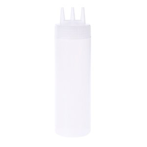CHBC 24oz 3 Hole Squeeze Bottle Condiment Dispenser Sauce Vinegar Oil Ketchup Cruet Bin (White)
