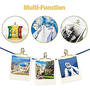 Pack of 8 Shiny Gold Bag Clips, Stainless Steel and Heavy Duty Metal Bag Clip,Tightly Seals Chip, Coffee, Bread or Cereal Bags to Keep Food Fresh, for Home, Kitchen, Office, Pantry, Camping