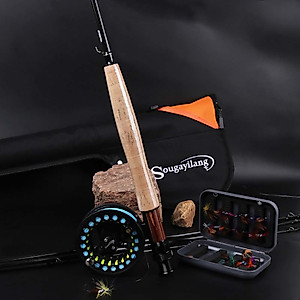 Sougayilang Saltwater Freshwater Fly Fishing Rod with Reel Combo Kit (Black Kits with Bag)