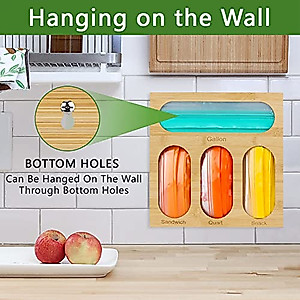 Zip Lock Bag Organizer, Kitchen Organization Storage, Bamboo Ziplock Tea Bag Organizer Baggie Holder for Snack Sandwich Food Storage Plastic Bags Organizers (1 Box 4 Slots)