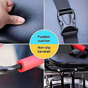 Wing Enterprises Bike Child Seat Carrier Back Mount, Bicycle Seat for Kids Rear Mount, Children's Console with Non-Slip Armrests and Pedals, Padded Seat Belt for 2-6 Year Old Child Seat