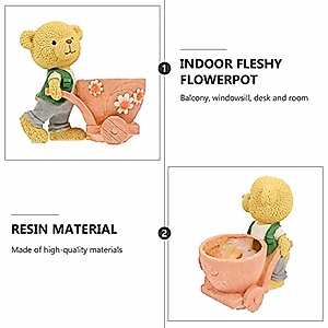 Happyyami 1pc Flowerpot Figurine vase Flower vase Planter pots for Indoor Plants Statue Planter Cute Succulent Pots Animal Flower Pot Plant Gift Plant Pot Goods Mini Office Resin Succulents