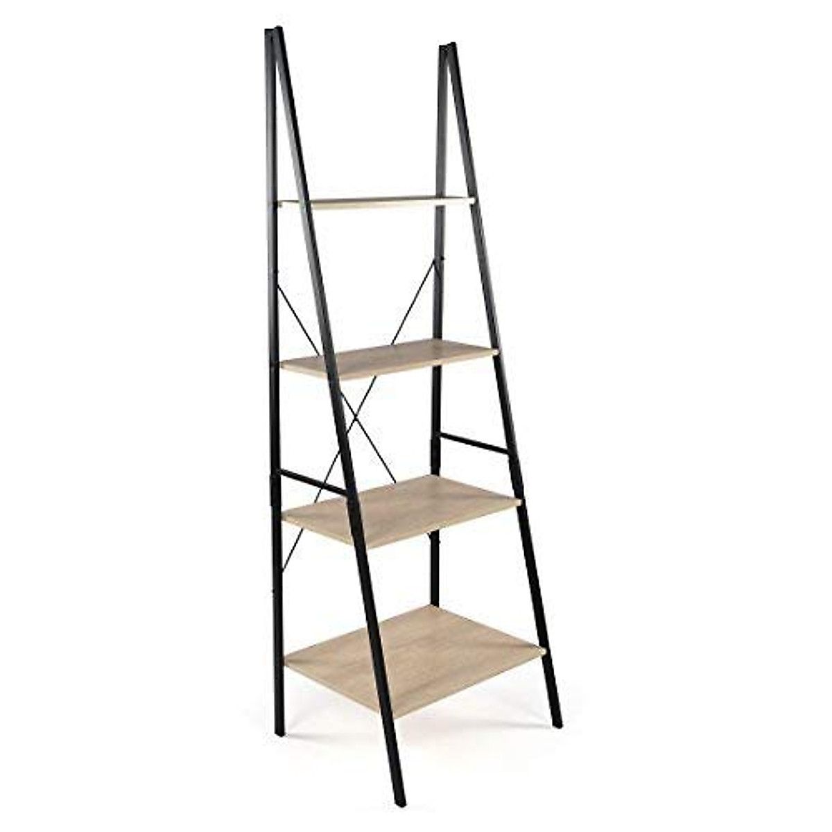 Humble Crew Bookcase 4-Tier 71" Tall Wood Ladder Shelf, Sandwashed Grey
