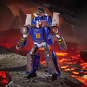Transformers Toys Generations War for Cybertron: Kingdom Deluxe WFC-K26 Autobot Tracks Action Figure - Kids Ages 8 and Up, 5.5-inch, Blue