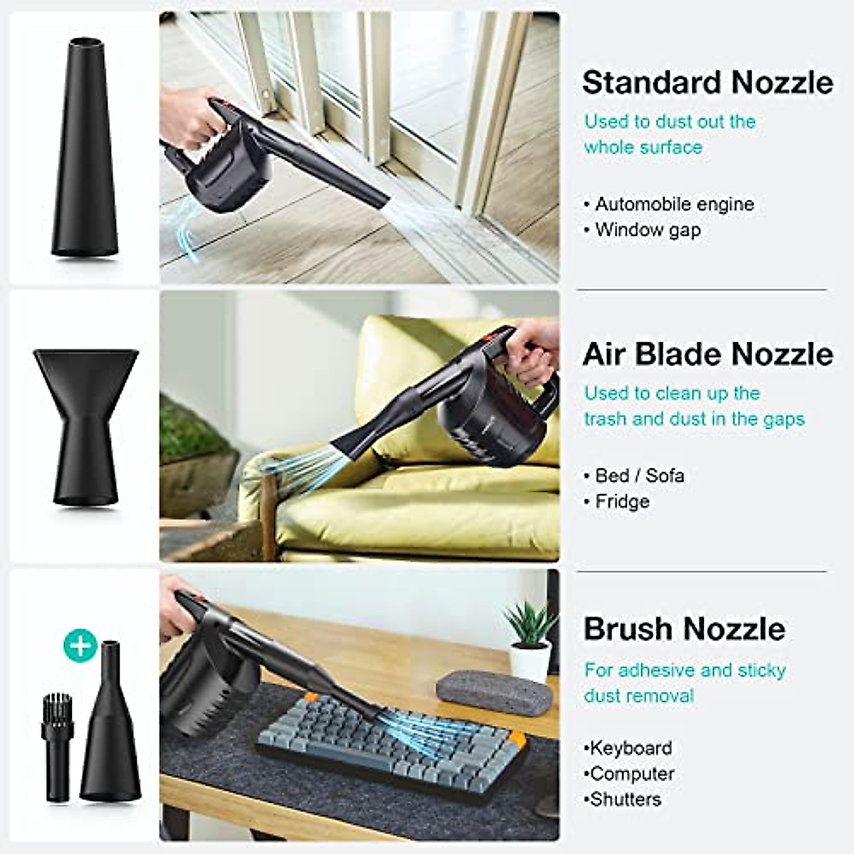 Compressed Air, MECO High Pressure Air Duster Blower Computer Cleaner Keyboard for Cleaning Dust, Hairs, Crumbs for Computer, Laptop, Tower Fans, Printer, Replaces Compressed Air Cans