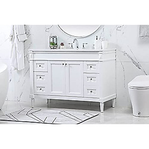 Elegant Decor Indoor Modern Under Sink Bathroom Fixtures Storage Organizer Cabinet 48 inch Single Bathroom Vanity - White