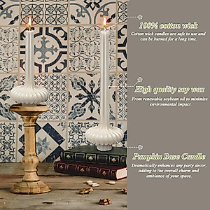 Eefaiphe Pumpkin Base Candle Beautiful Pillar Scented Soy Wax Candle 1pc Handmade Pillar Aesthetic Candles Elegant for Home Room Shelf Decor Housewarming Gift Bathroom Living Room White(Medium)
