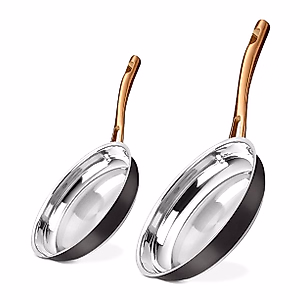 Exclusive Cuisinart 9 inch & 11 Inch Onyx Black & Rose Gold stainless Steel Skillet Set