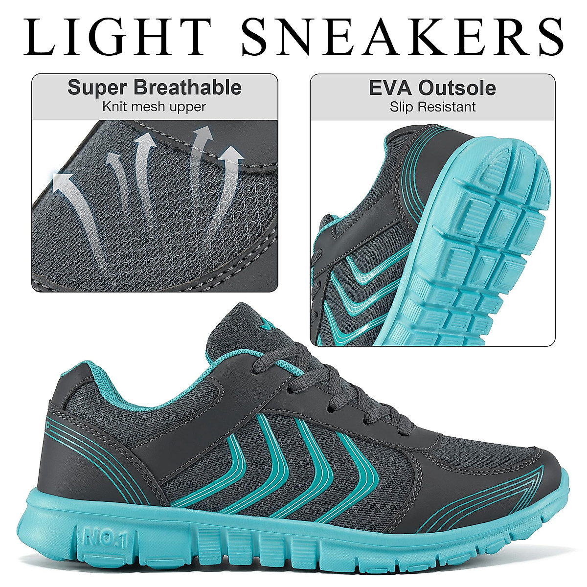 Alicegana Women's Breathable Mesh Tennis Athletic Lace up Fashion Walking Comfort Lightweight Running Sneakers Sports Shoes, Green