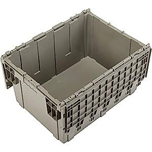 Distribution Container With Hinged Lid, 28-1/8x20-3/4x15-5/8, Gray