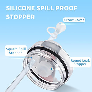 6Pcs Silicone Spill Proof Stopper for Stanley Cup 2.0 40oz/30oz Tumbler Leakproof Spill Stopper Set - 2 Straw Cover Sets, 2 Square Spill Stoppers,2 Round Leak Stoppers (6 PCS transparent)
