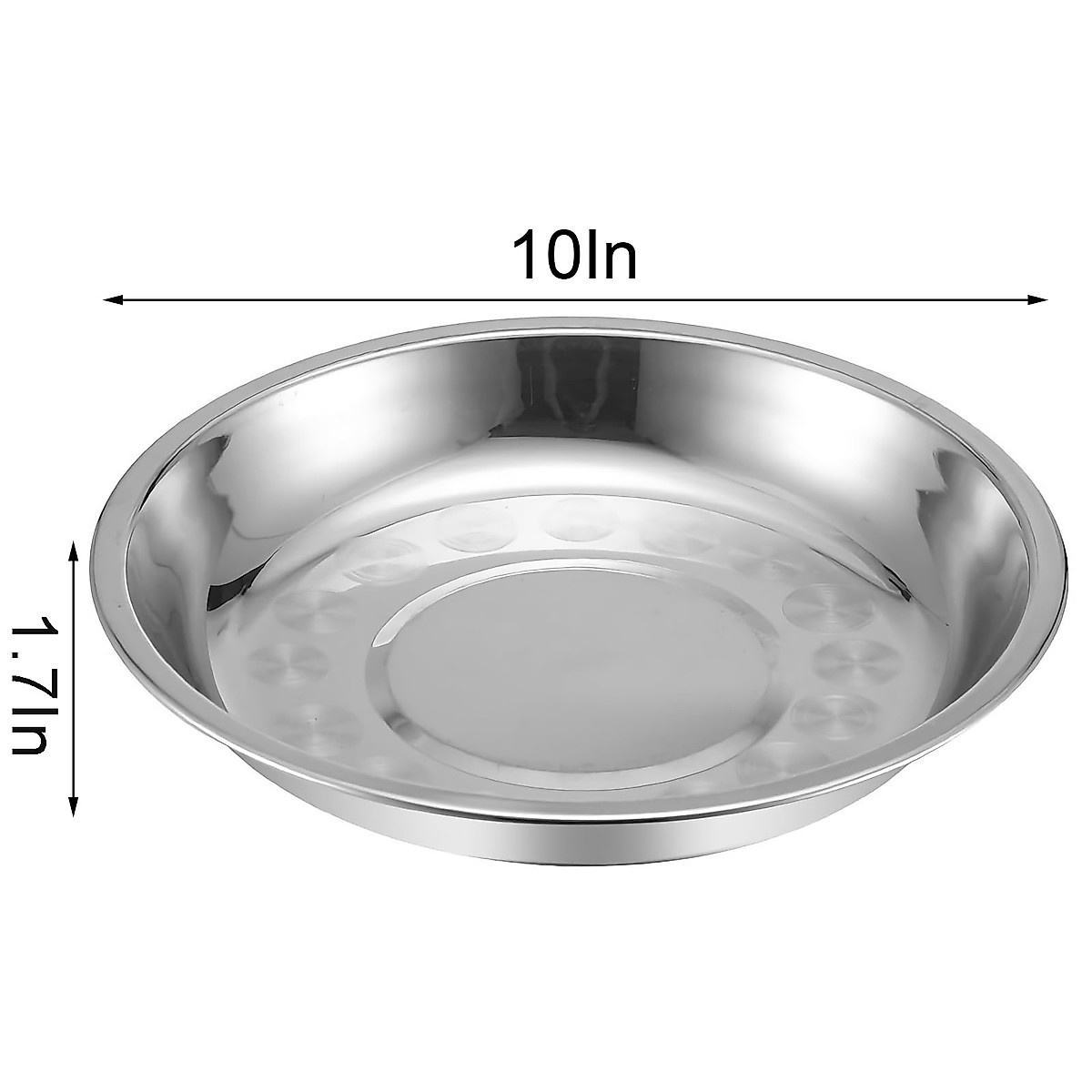 WUWEOT 10 Pack Stainless Steel Dinner Plates, 10" Round Kitchen Metal Dish Plates, Rust-Proof Camping Serving Plates for BBQ, Snack, Salad, Appetizer, Fruit, Cookies