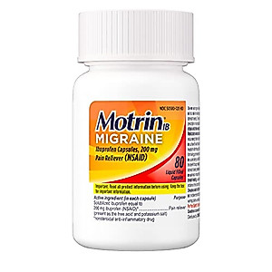 Motrin IB Migraine Liquid Gel Caps, Ibuprofen 200 mg, Migraine Relief Medicine, 80 Ct