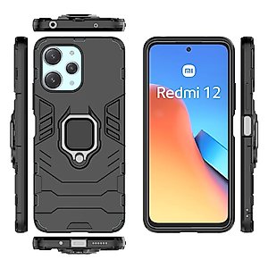 Kukoufey Compatible with Xiaomi Redmi 12 4G 23053RN02A and Note 12R 5G 23076RA4BC Case Cover, Bracket Shell Black