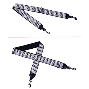 Rayzm Embroidery Banjo Strap, Jacquard Woven Cotton Strap for Banjo, Metal Clip-on Hooks, 5cm Wide, Length Adjustable