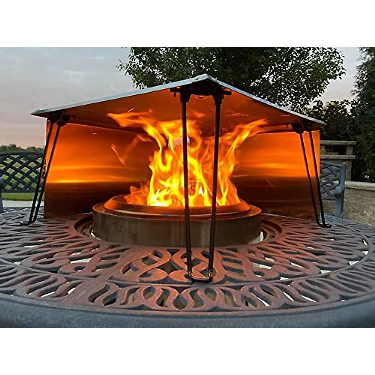 Heat Warden Premium Heat Deflector System with 3 Stainless Steel Sides Turns Your FIRE Pit INTO a Warm and Cozy Outdoor Fireplace!