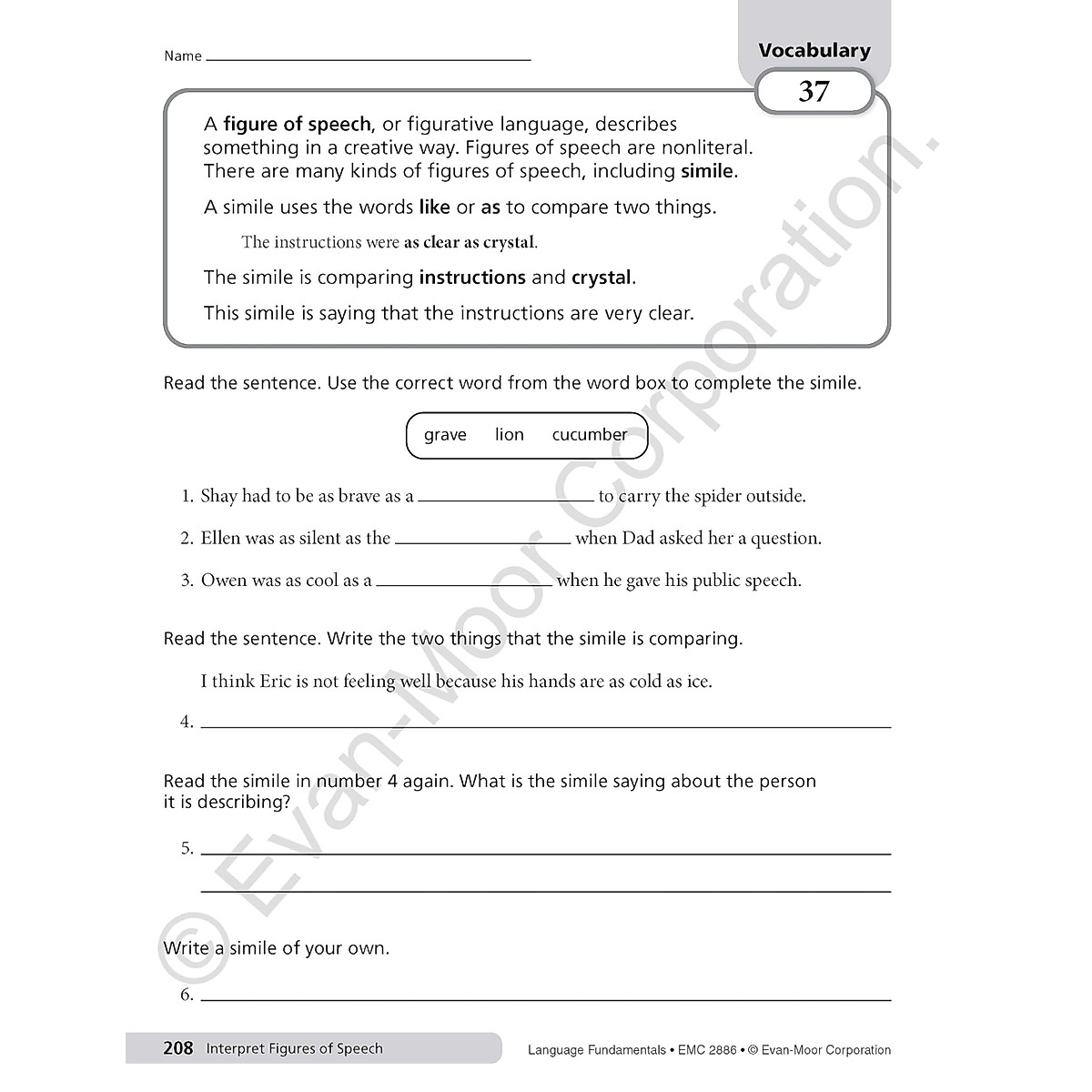 Language Fundamentals, Grade 6