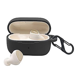 LiZHi Case for Jabra Elite 4 Active,Protective Silicone Soft Skin Cover for Jabra Portable Carrying Cases Scratch Shock Resistant Cover with Carabiner Keychain for Jabra Elite 4 Active (Black)