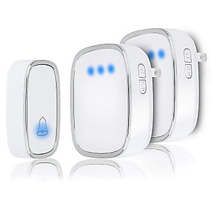 AUTENS Wireless Doorbell, Waterproof Door Bell Chime Kit Battery Operated 36 Melodies 4 Level Volume 1000 Ft Long Range LED Indicator for Home Classroom Office (2 Receiver,1 Transmiter)