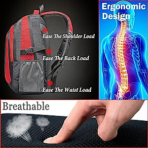 ProEtrade Extra Large Backpack Bookbag for College Travel Laptop Business Hiking Backpack Fit Laptop Up to 17 Inch Sturdy Multi Compartment Gifts for Men Women Night Light Reflective (Light Red)