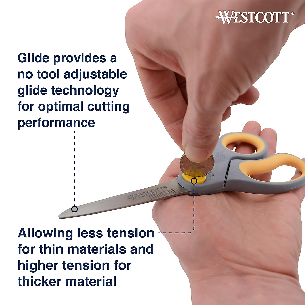 Westcott 13901 8-Inch Titanium Scissors For Office and Home, Yellow/Gray, 2 Pack