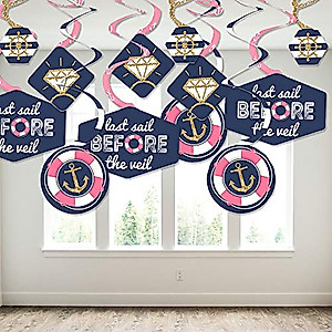 Big Dot of Happiness Last Sail Before the Veil - Nautical Bachelorette and Bridal Shower Hanging Decor - Party Decoration Swirls - Set of 40