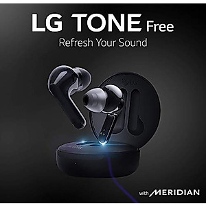 LG Tone Free HBS-FN4 - True Wireless Bluetooth Earbuds with Hi-Fi Sound Solution by Meridian Audio, Dual Microphones in Each Earbud, and IPX4 Water Resistance - Black (Renewed)