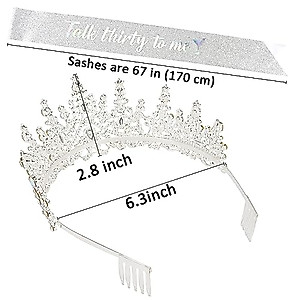 "Talk Thirty to me" Sashes & Tiaras Set 30th Birthday Crowns for Women Birthday Gifts for Girls Birthday Sash for Women Birthday Decorations Set Rhinestone Accessories for Birthday Party Supplies