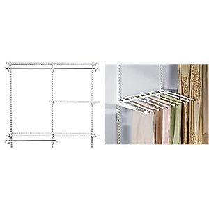 Rubbermaid Configurations Deluxe Closet Kit, Titanium, 4-8 Ft, & Configurations Pants Rack, Holds 7 Pairs of Pants, Non-Slip, Closet Organization and Storage