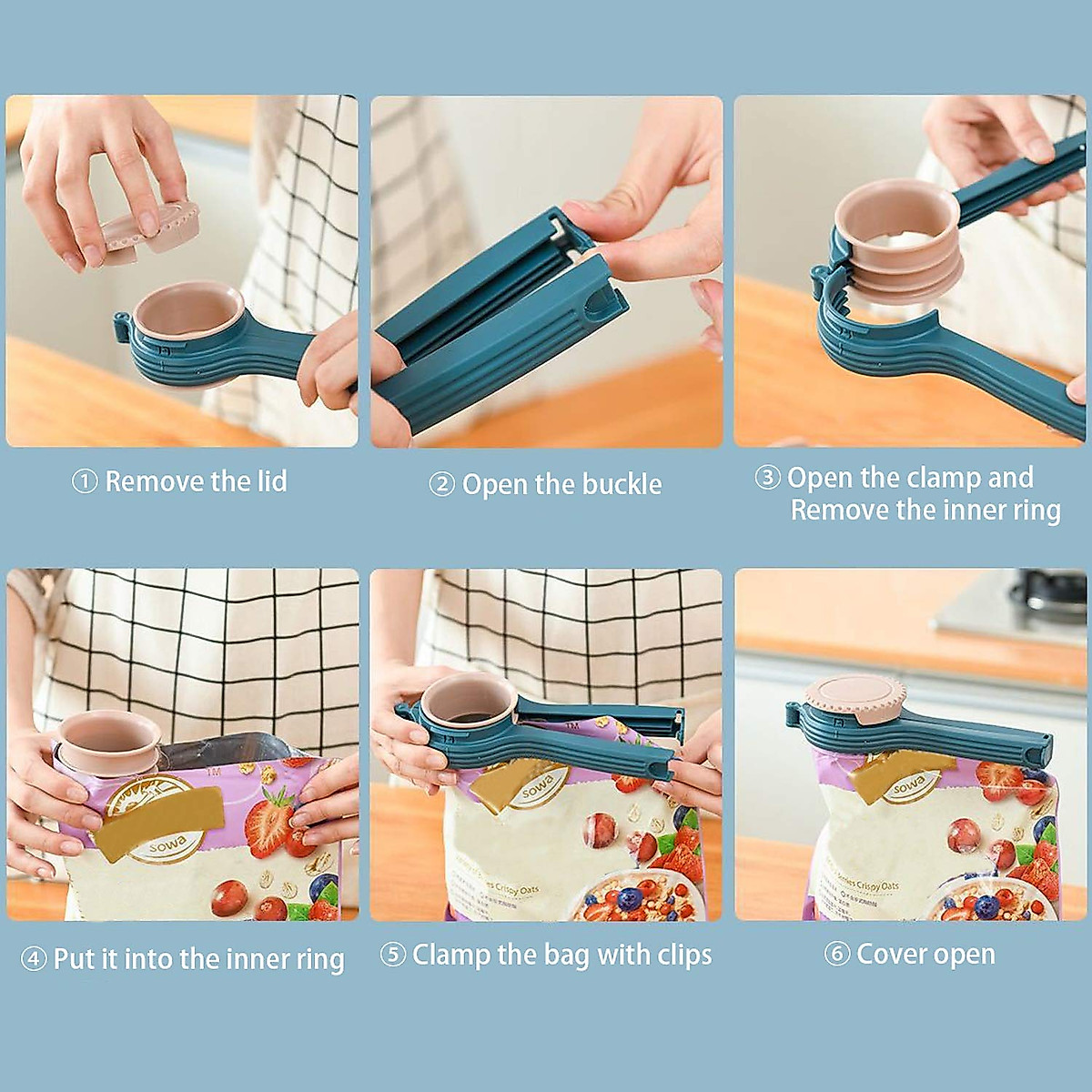 Ylliesy Bag Clips for Food with Pour Spouts Suitable for large plastic bags Kitchen Food Storage and Organization