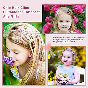 Chuangdi 24 Pieces Hair Clips Shiny Star Crown Heart Butterfly Rabbit Unicorn Shaped Hair Barrettes Cute Hair Clips Metal Snap Hair Pins Glitter Hair Styling Accessories