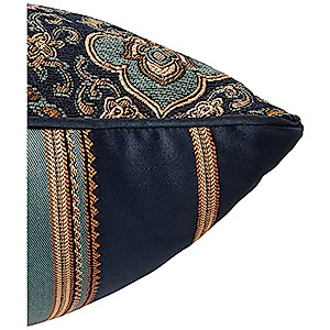 Reaowazo PALMER 20 Inch Square Damask Throw Pillow, Teal Navy Gold